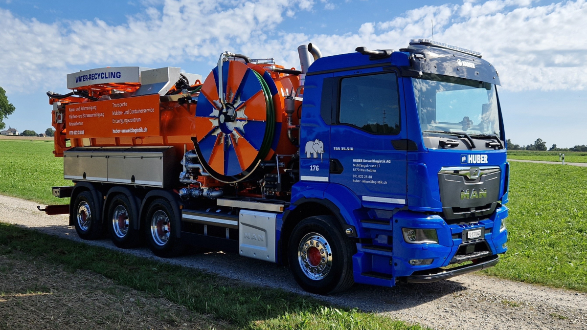 Huber Umweltlogistik AG | MAN TGS 35.510 8x4-4 BL CH Kanalreiniger